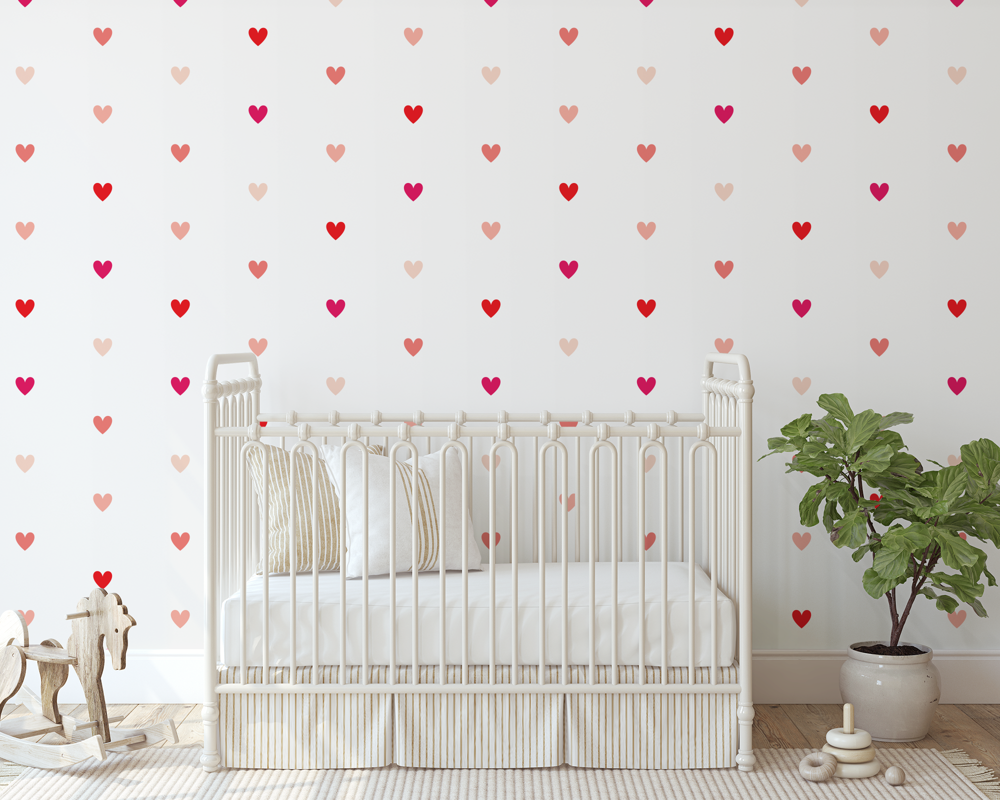 Multicolored Hearts Peel And Stick Removable Wallpaper | Love vs. Design
